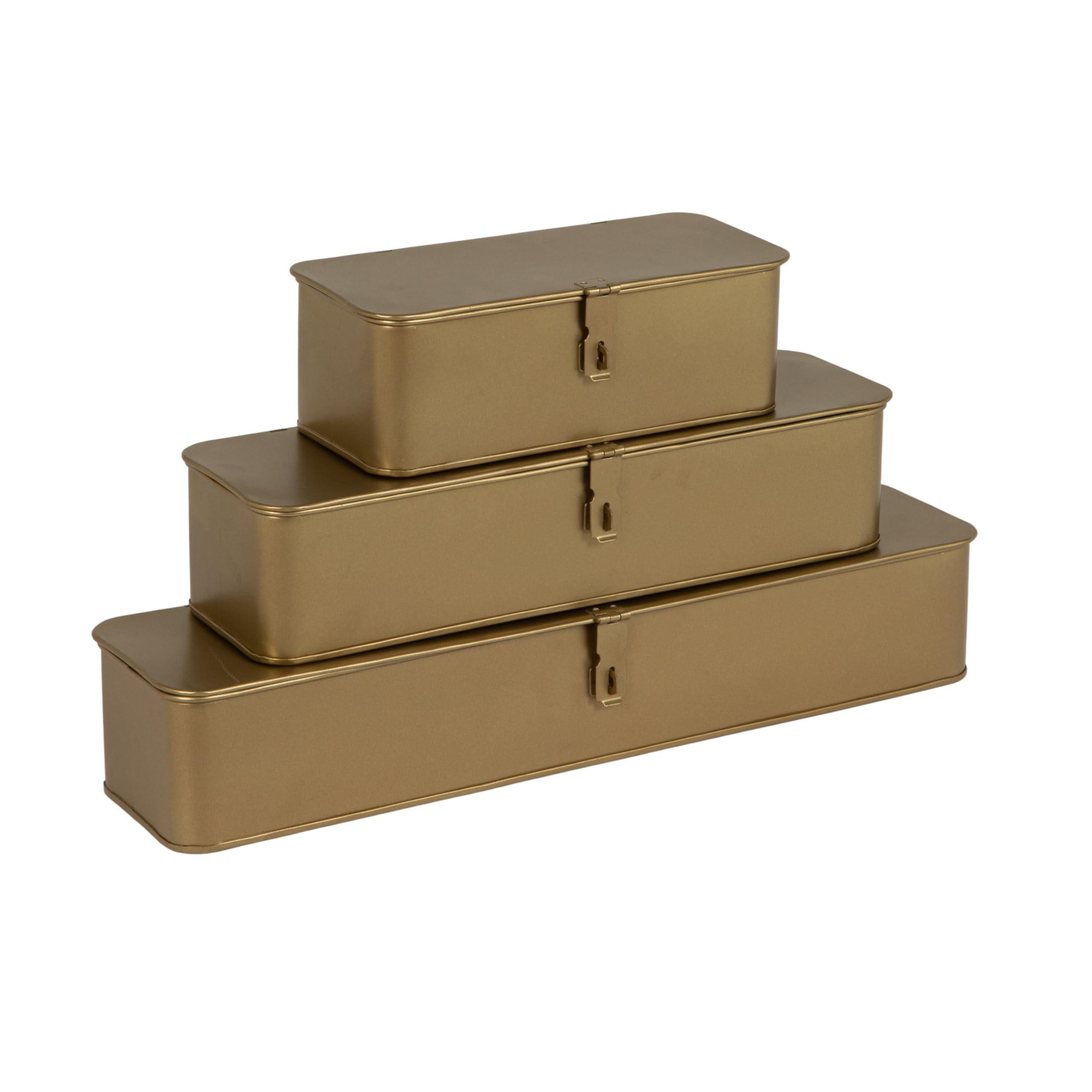 Decorative Metal Boxes with Gold Finish (Set of 3 Sizes) - Walmart.com