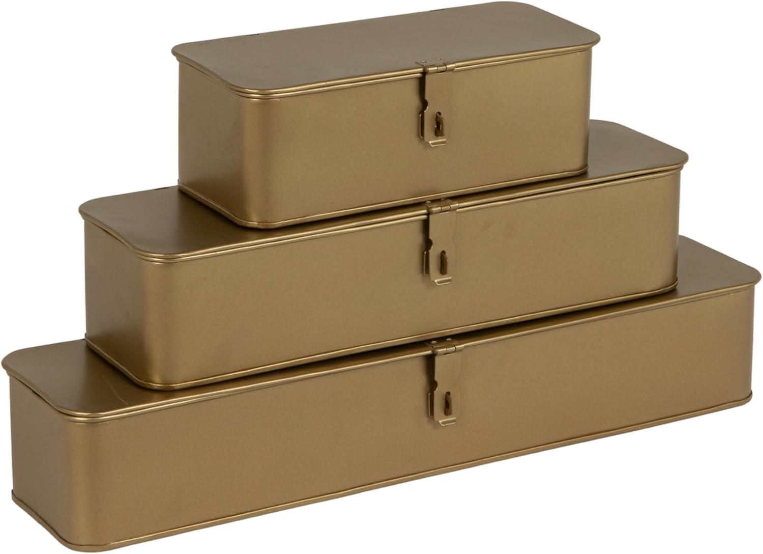 Decorative Metal Boxes with Gold Finish (Set of 3 Sizes) - Walmart.com
