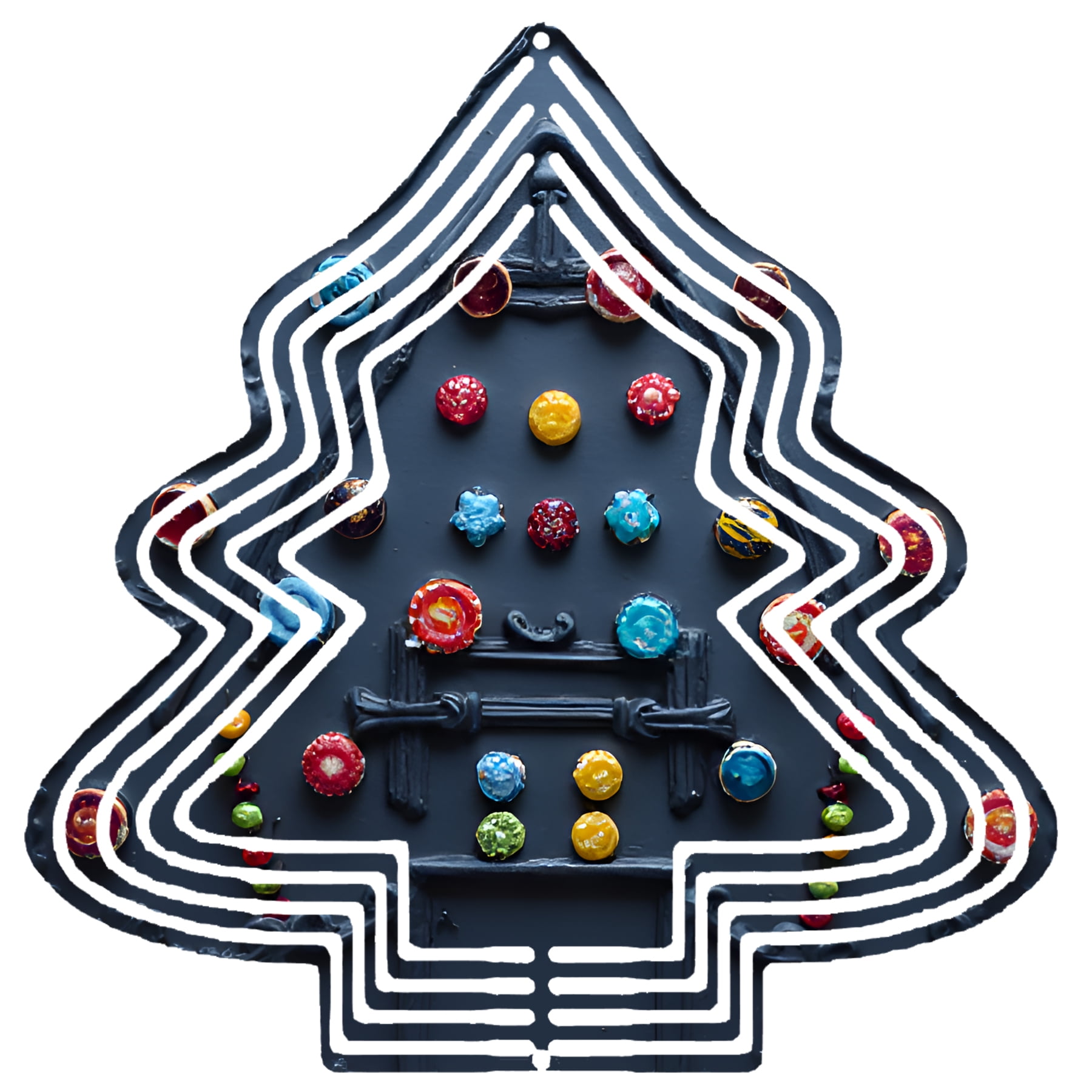 Decorative Metal Christmas Tree Wind Spinner - Colorful Ornaments ...