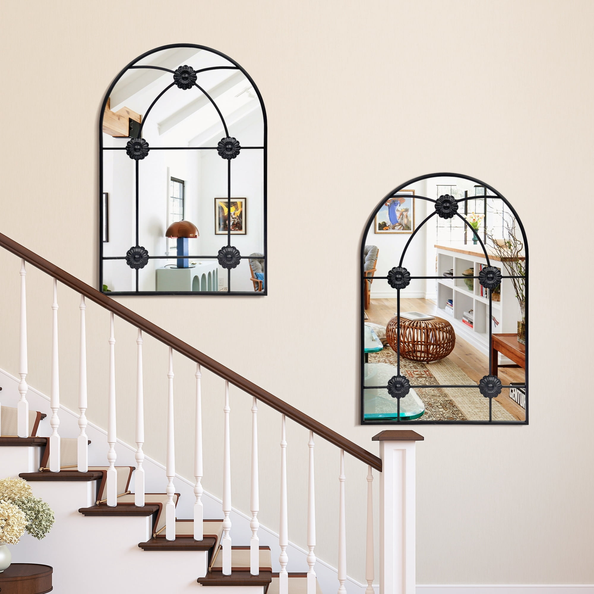 Decorative Metal Framed Arch Wall Mirror Bathroom Vanity Mirror 24x36 ...