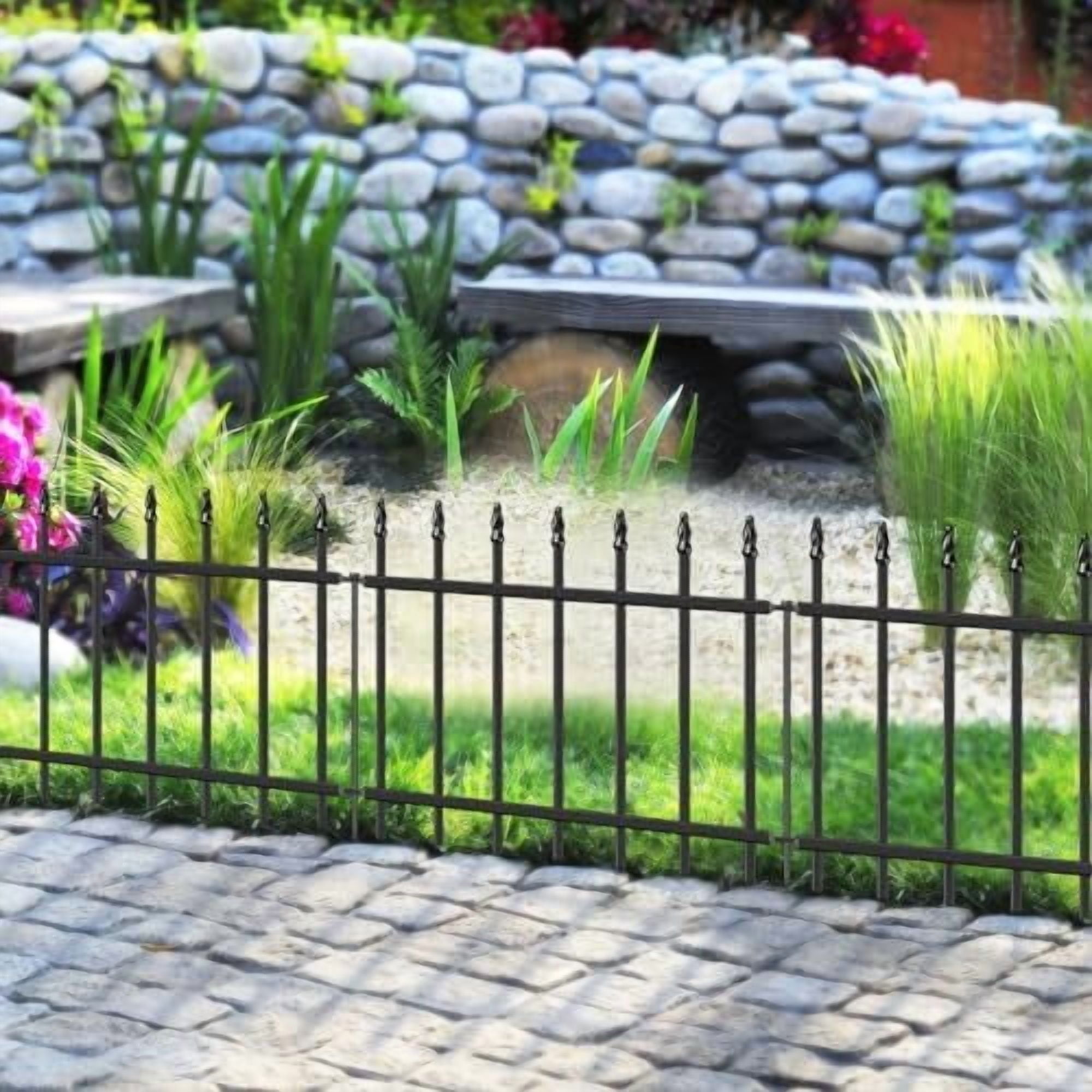 Decorative Metal Garden Fence 18 in H x 20 ft L, Small Border Fence ...