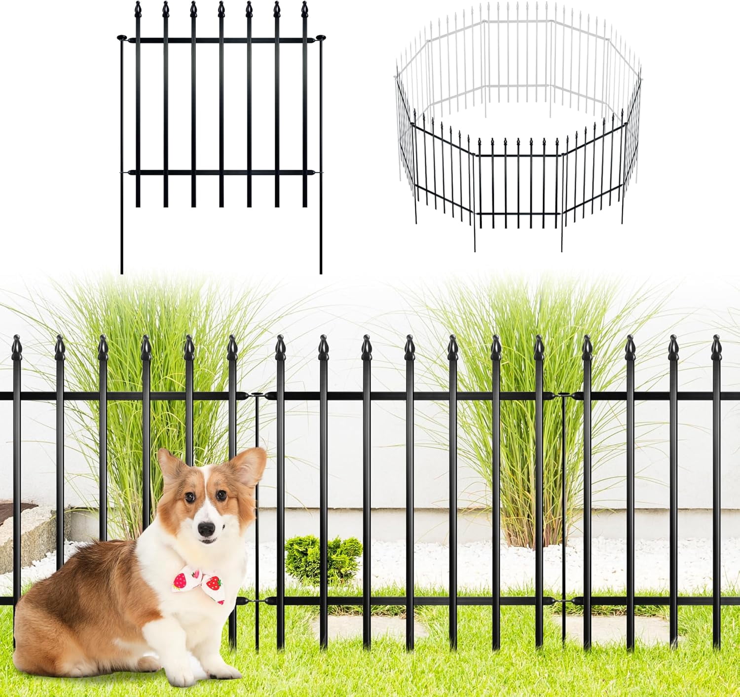 Decorative Metal Garden Fence 24" high x 24" Wide 5 Pack, Animal ...