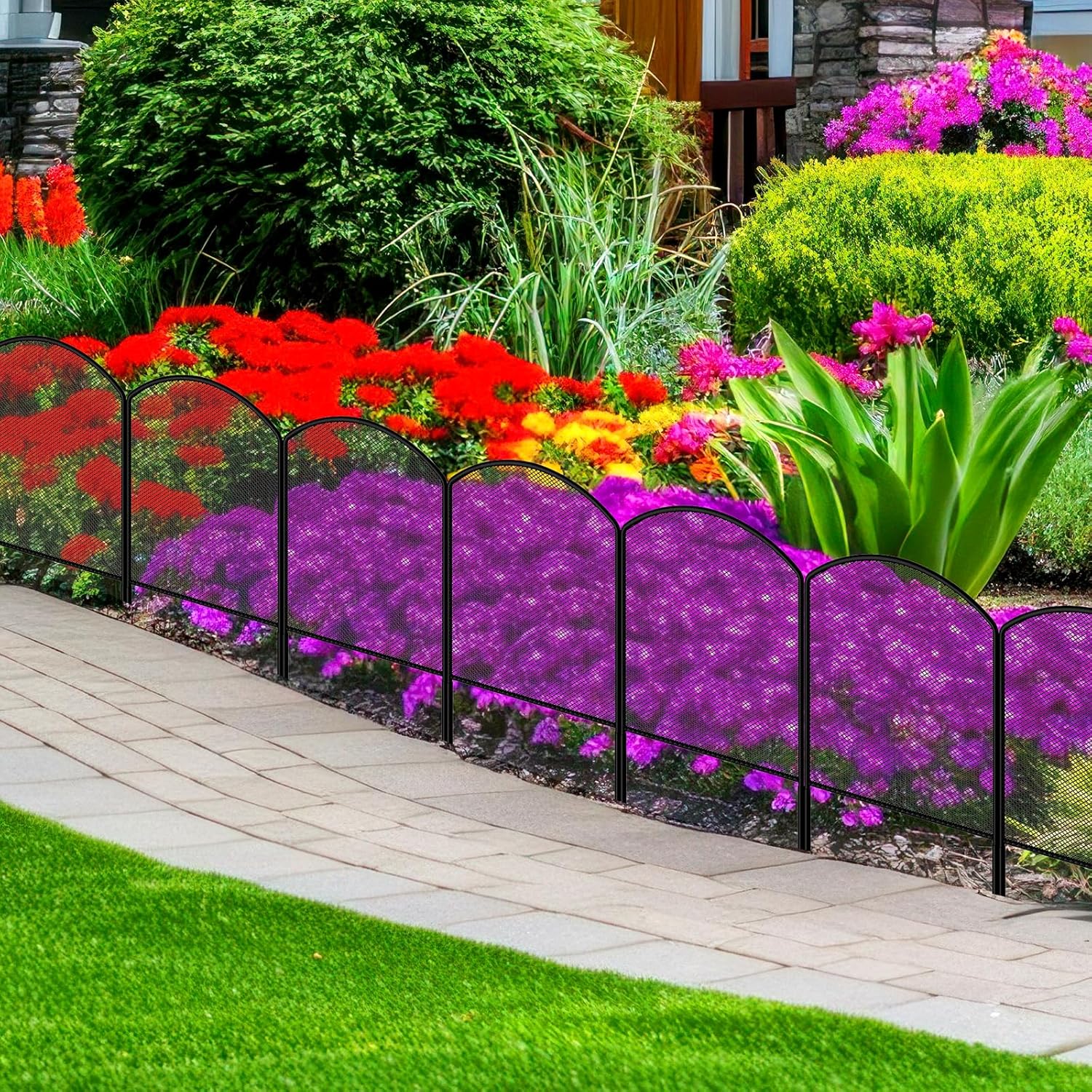 Decorative Metal Garden Fence Panels (10-Pack) – 24in/61cm H x 10.8ft/3 ...