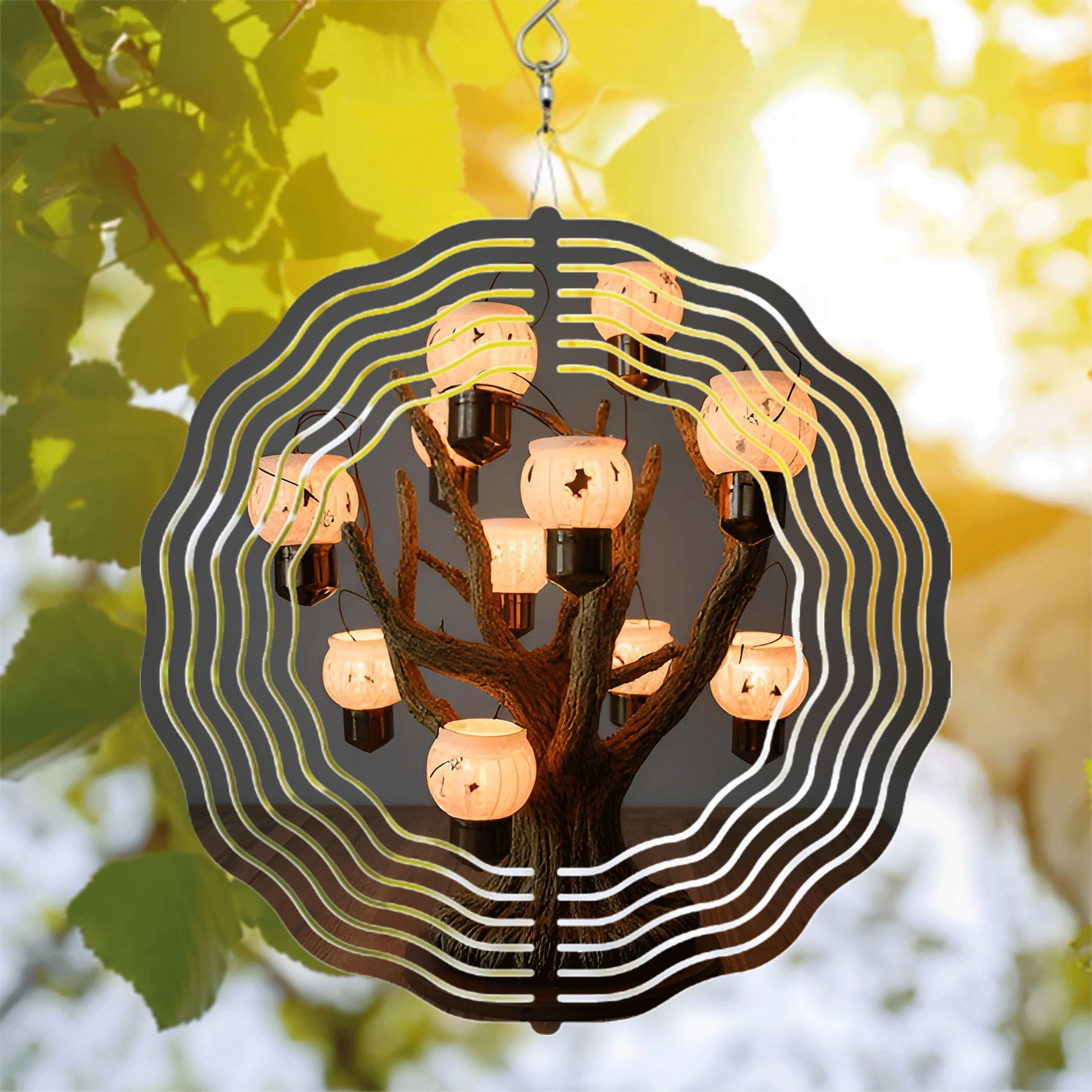 Decorative Metal Hanging Wind Spinners & Chimes - Circular Design with ...