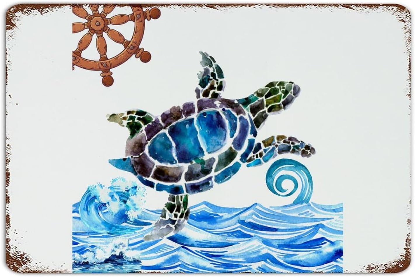Decorative Metal Signs Ocean Beach Nautical Theme Underwater Sea Turtle ...