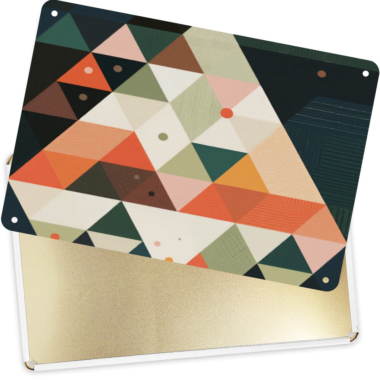 Decorative Metal Signs Plaques Geometric Triangle Patchwork Pattern for ...