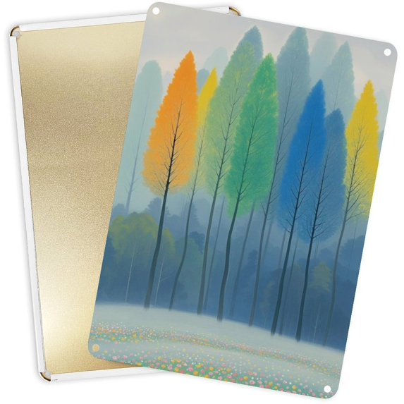 Decorative Metal Signs Plaques Pastel Colorful Forest Landscape for ...