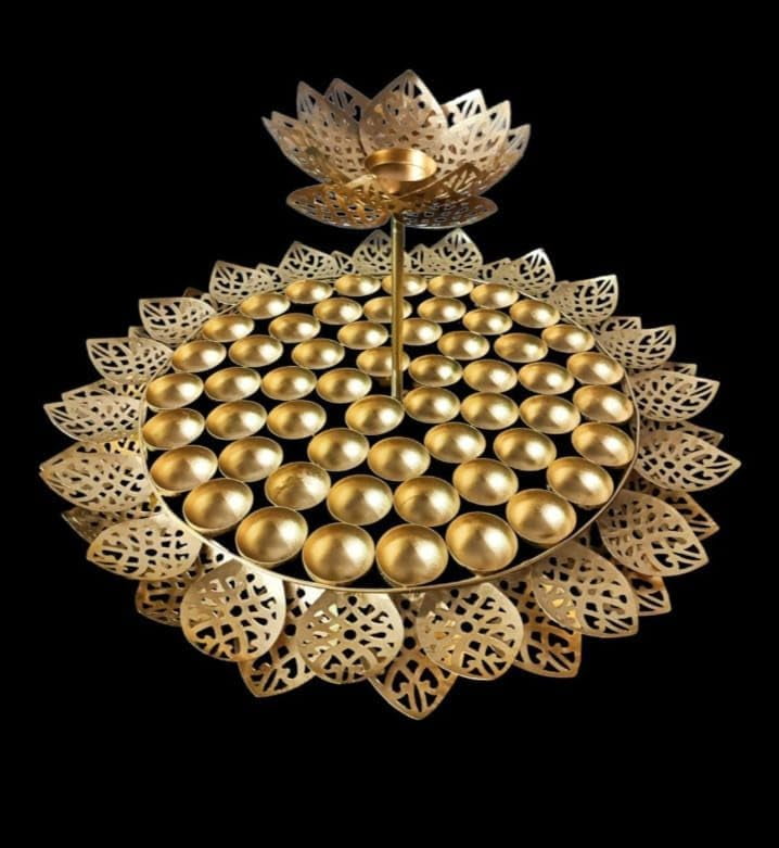 Decorative Metal Sweet Cutting Leaf Chappan Bhog ThaliDecorative Poojan ...