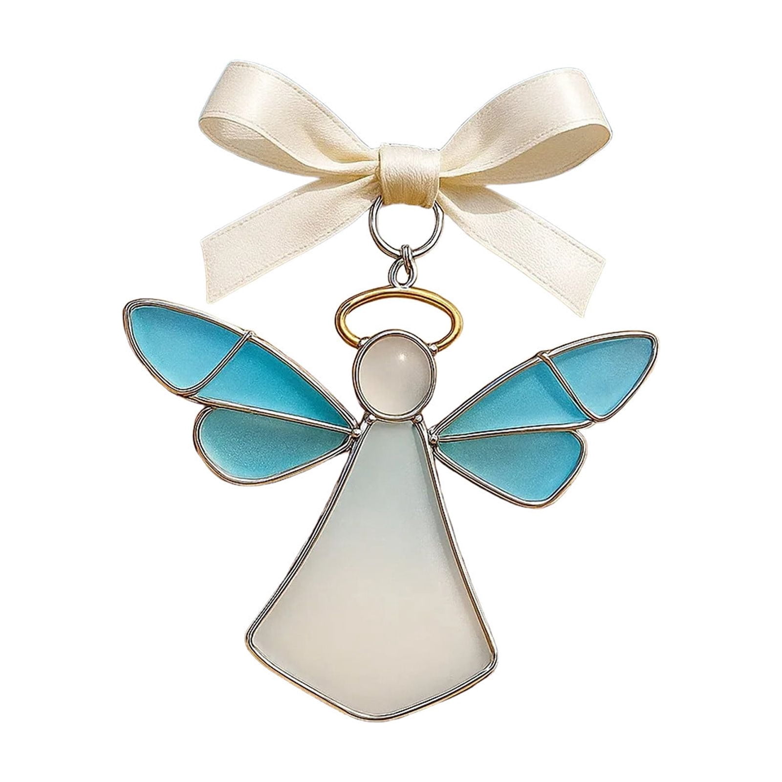 Decorative Metal Twisted Wires Pendant with Sea Glass, Elegant Holiday ...