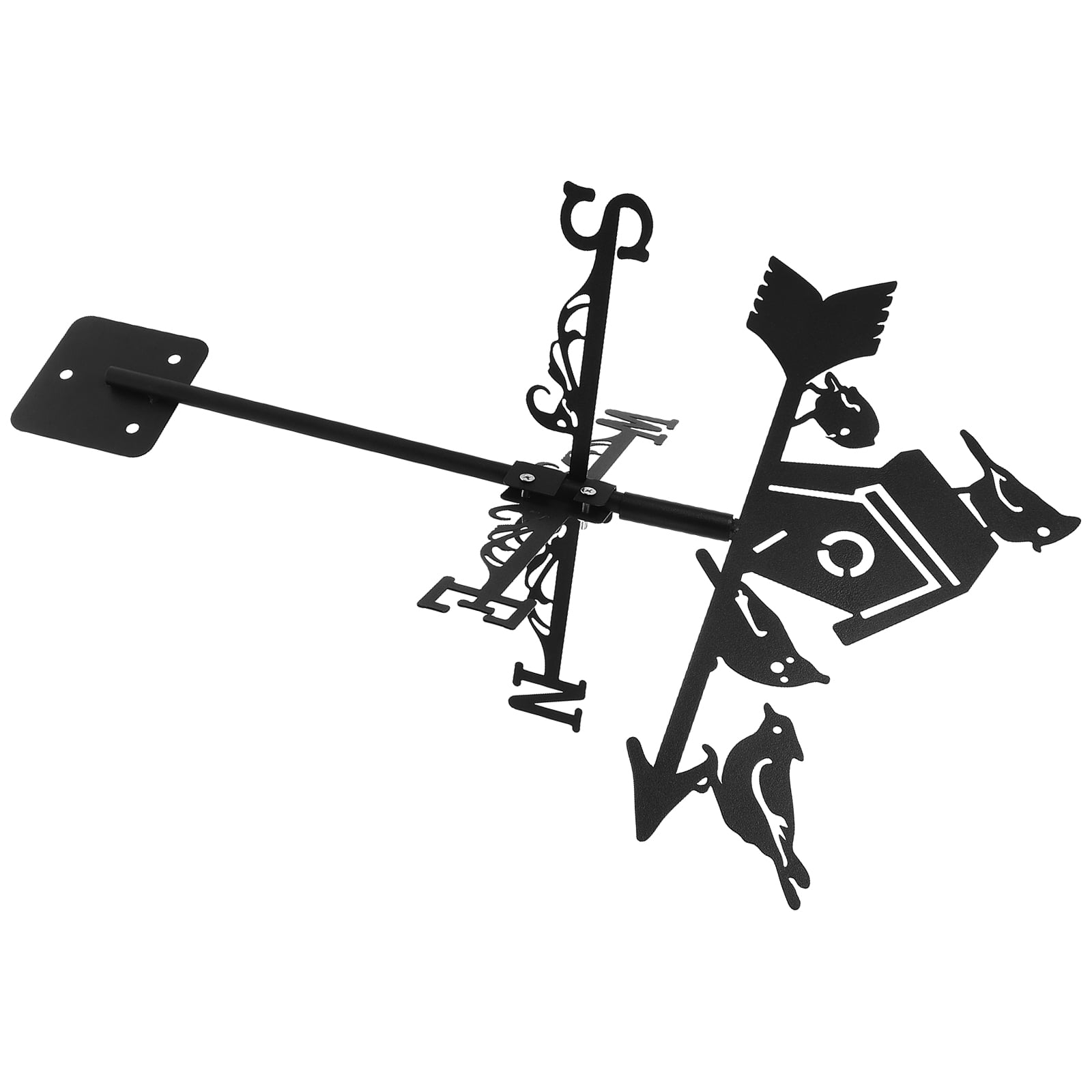 Decorative Metal Weathervane Birdhouse Statue with Wind Direction ...