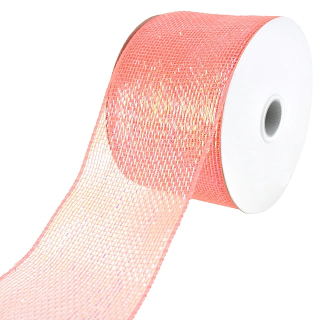 Decorative Metallic Mesh Ribbon, 4-Inch, 25-Yard - Coral - Walmart ...