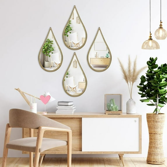 Decorative Mirrors Wall Mounted Mirror Teardrop Shape Metal Frame for ...