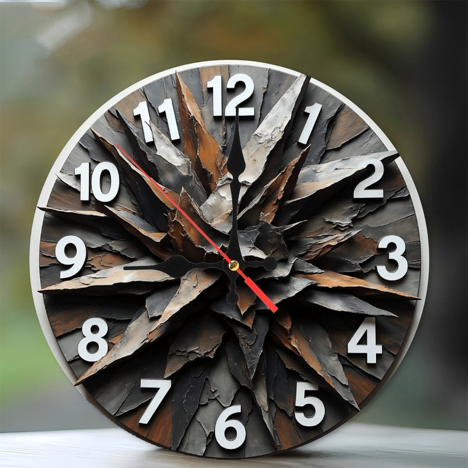 Unique Artistic Wall Clock for Home Décor 10-Inch Silent Wooden Wall ...
