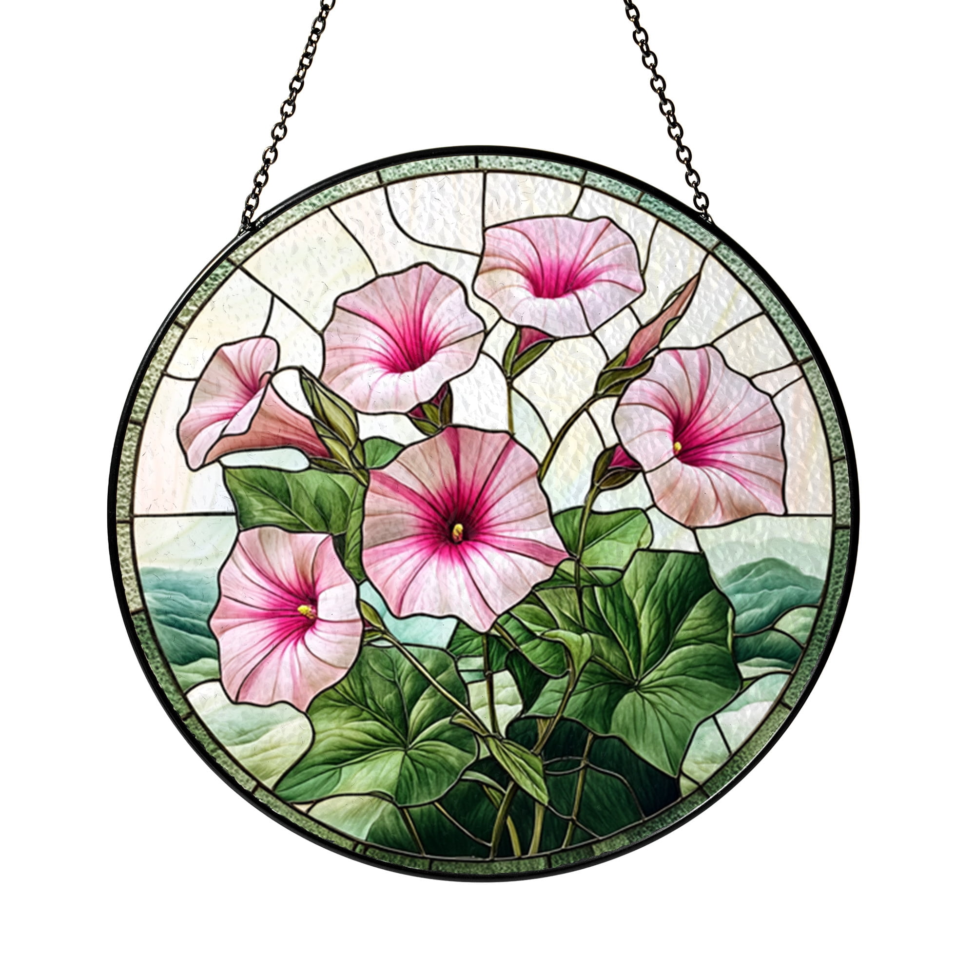 Decorative Morning Glory Window Hanging – Stained Glass Style Decor ...