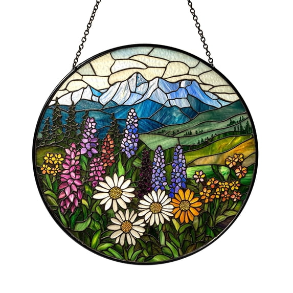Decorative Mountain Wildflower Stained Glass Suncatcher Window Decor ...