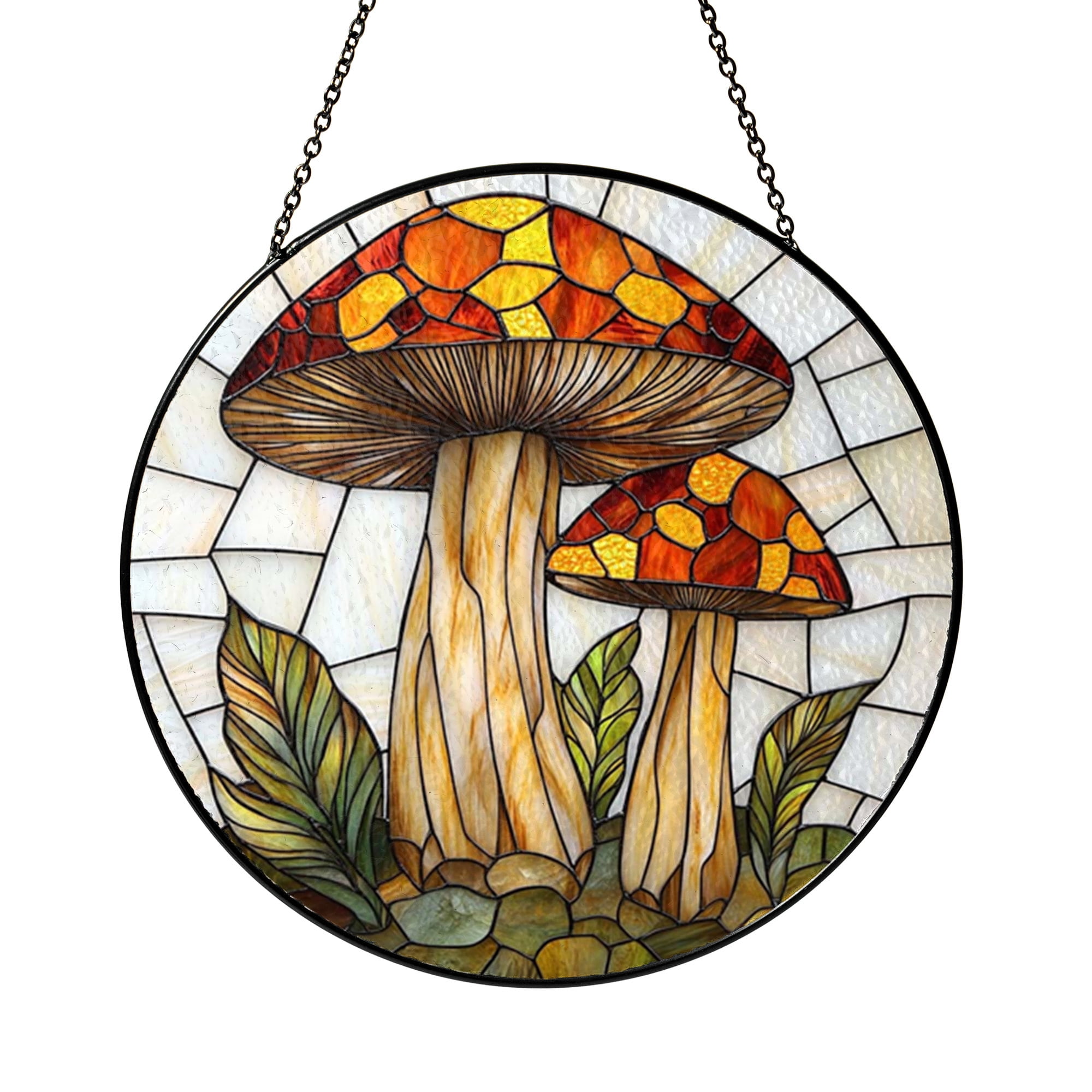 Decorative Mushroom Duo Stained Glass Style Window Suncatcher, Woodland ...