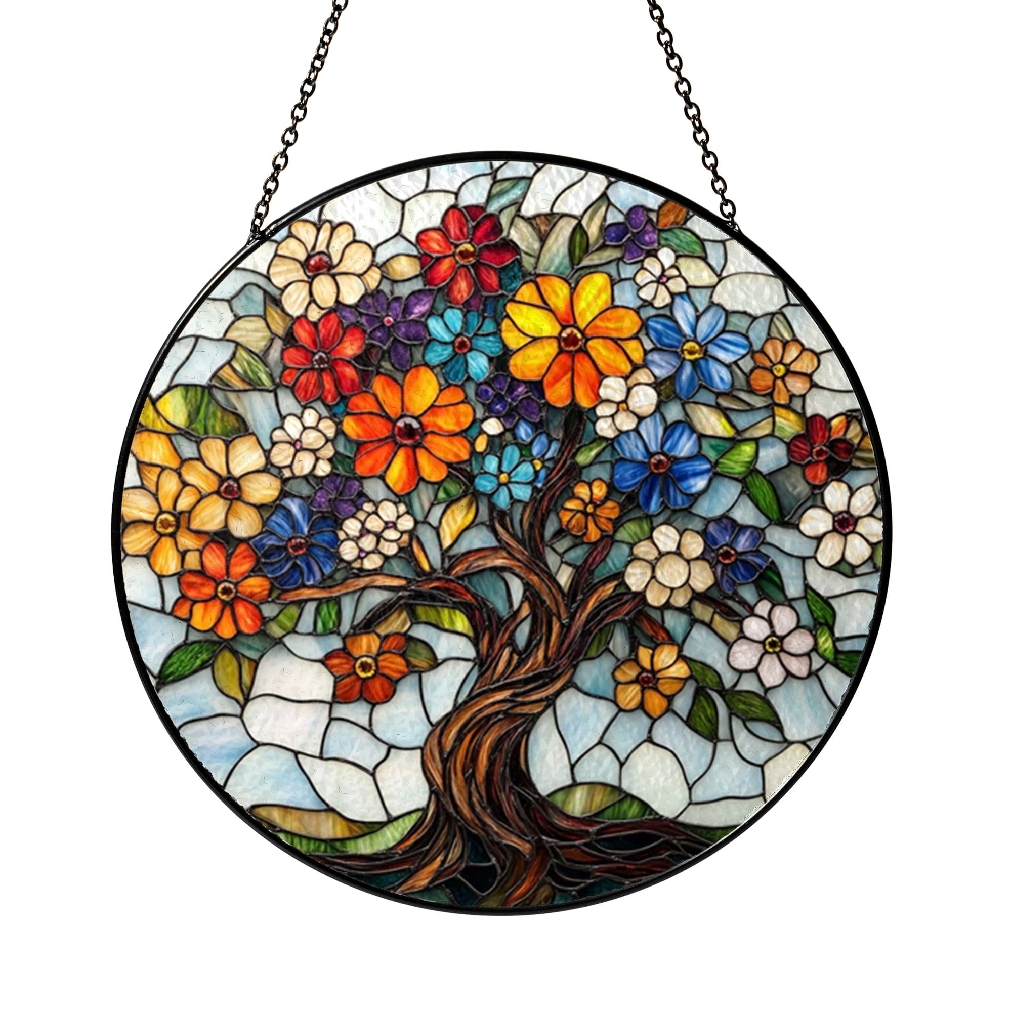 Decorative Nature Tree Stained Glass Style Suncatcher Window Decor ...