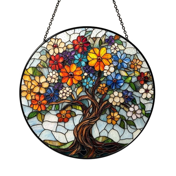 Decorative Nature Tree Stained Glass Style Suncatcher Window Decor ...