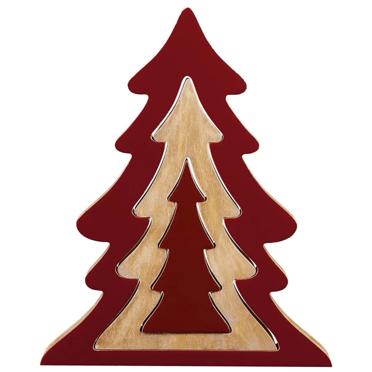 Decorative Nesting Wooden Holiday Trees 3-Pack Red 17.8", 13.4", 8.6 ...
