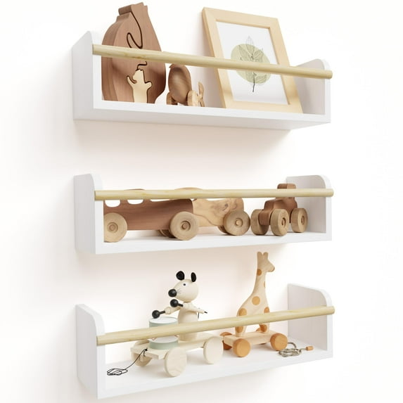 Decorative Nursery Bookshelves for Kids - Set of 3 Easy to Install ...