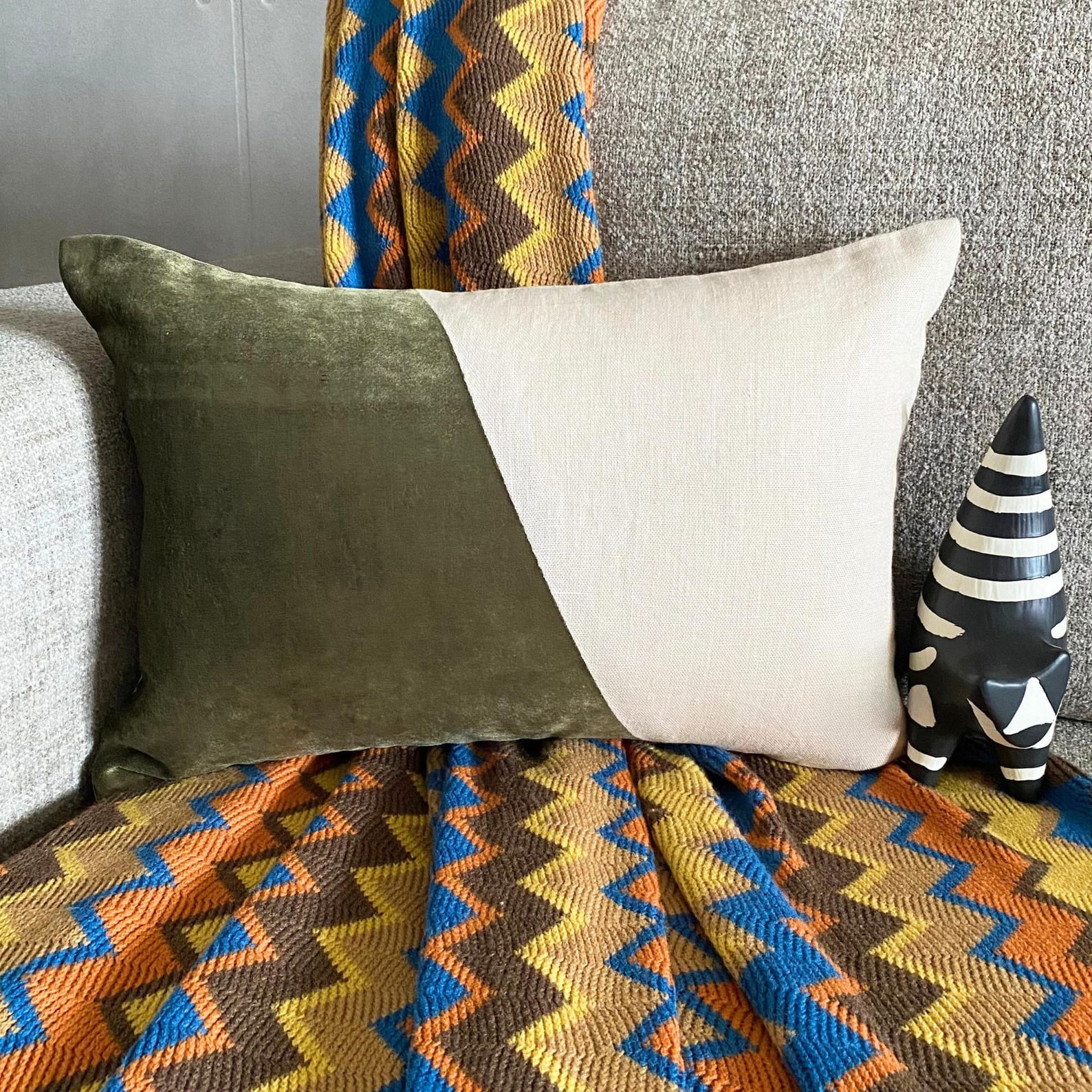Decorative Olive Green 12"x24" (30x60 cm) Lumbar Pillow Cover, Velvet ...
