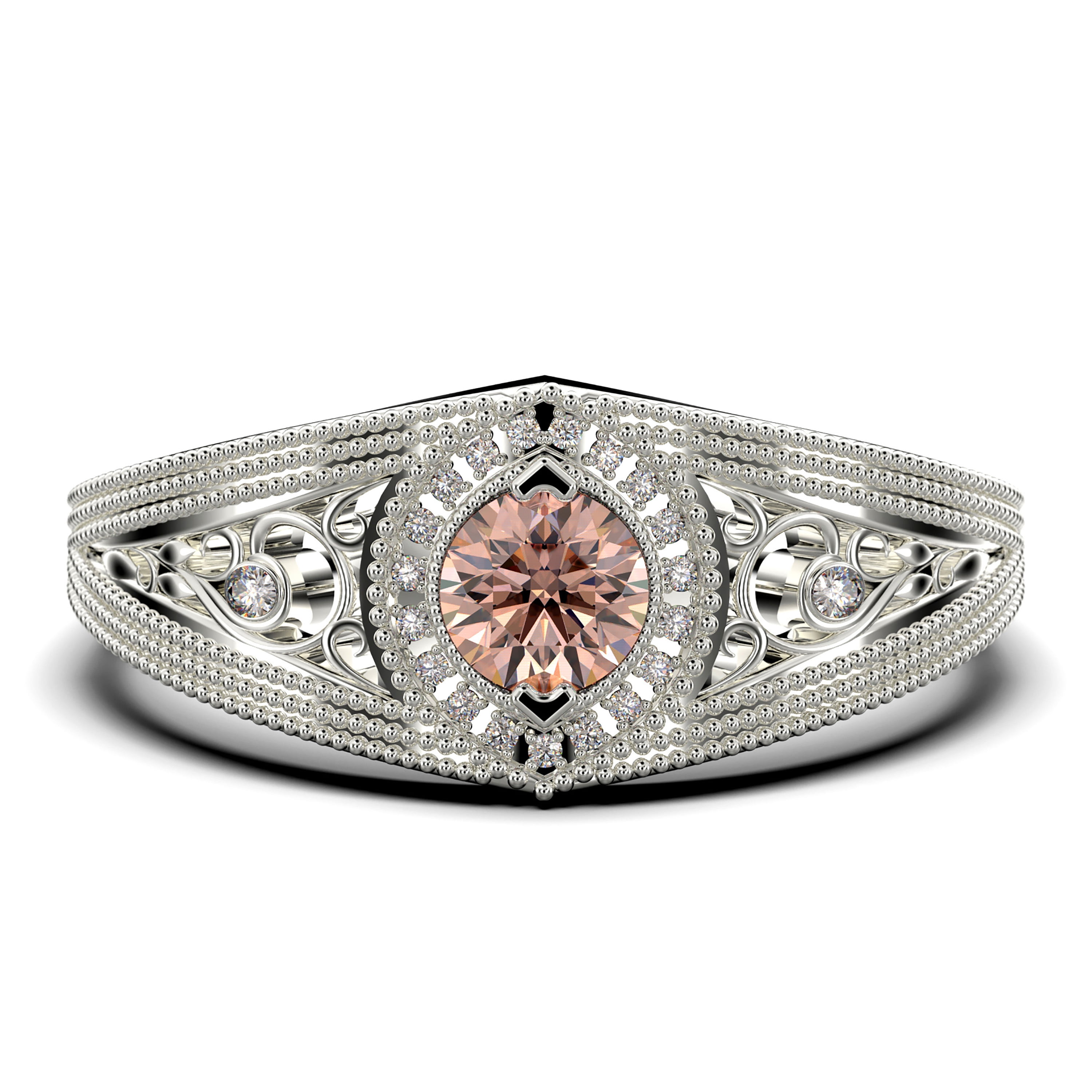Decorative Ornament 1.25 Carat Round Cut Morganite And Diamond ...