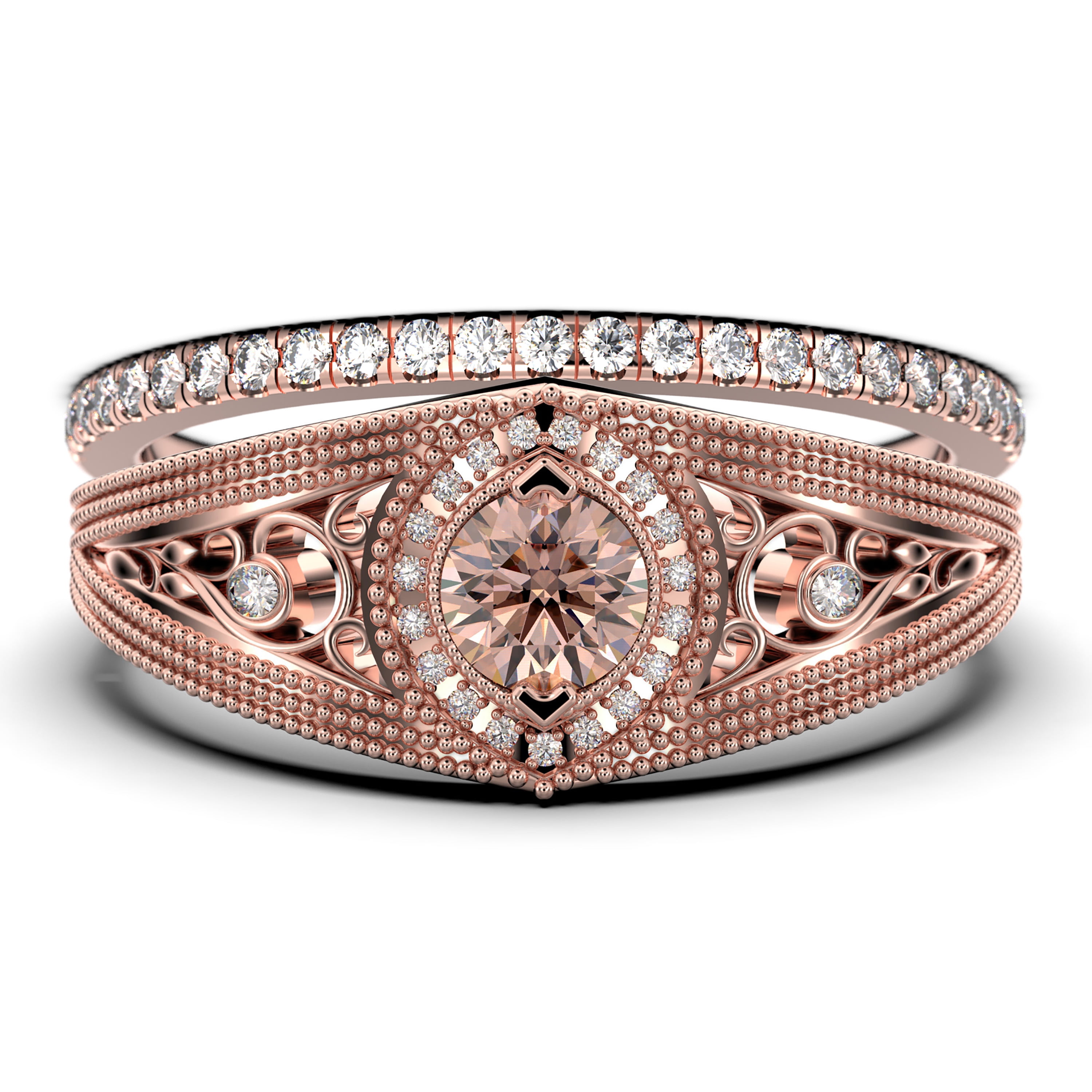 Decorative Ornament 1.75 Carat Round Cut Morganite And Diamond ...