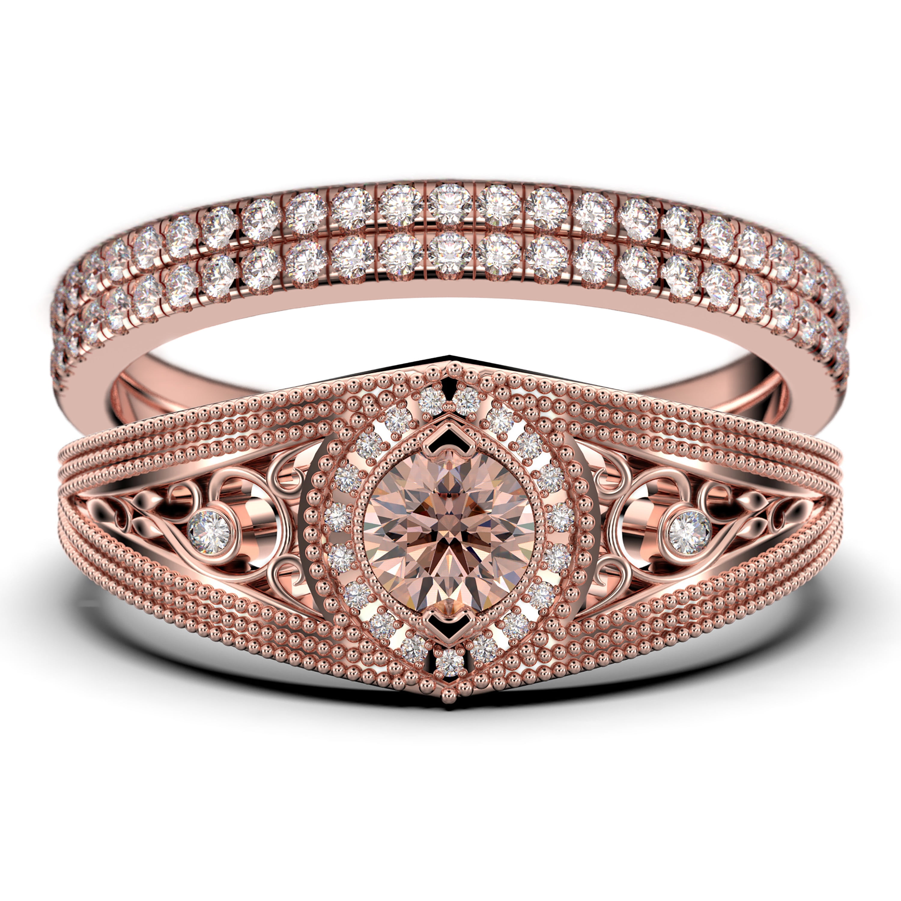 Decorative Ornament 2.25 Carat Round Cut Morganite And Diamond ...