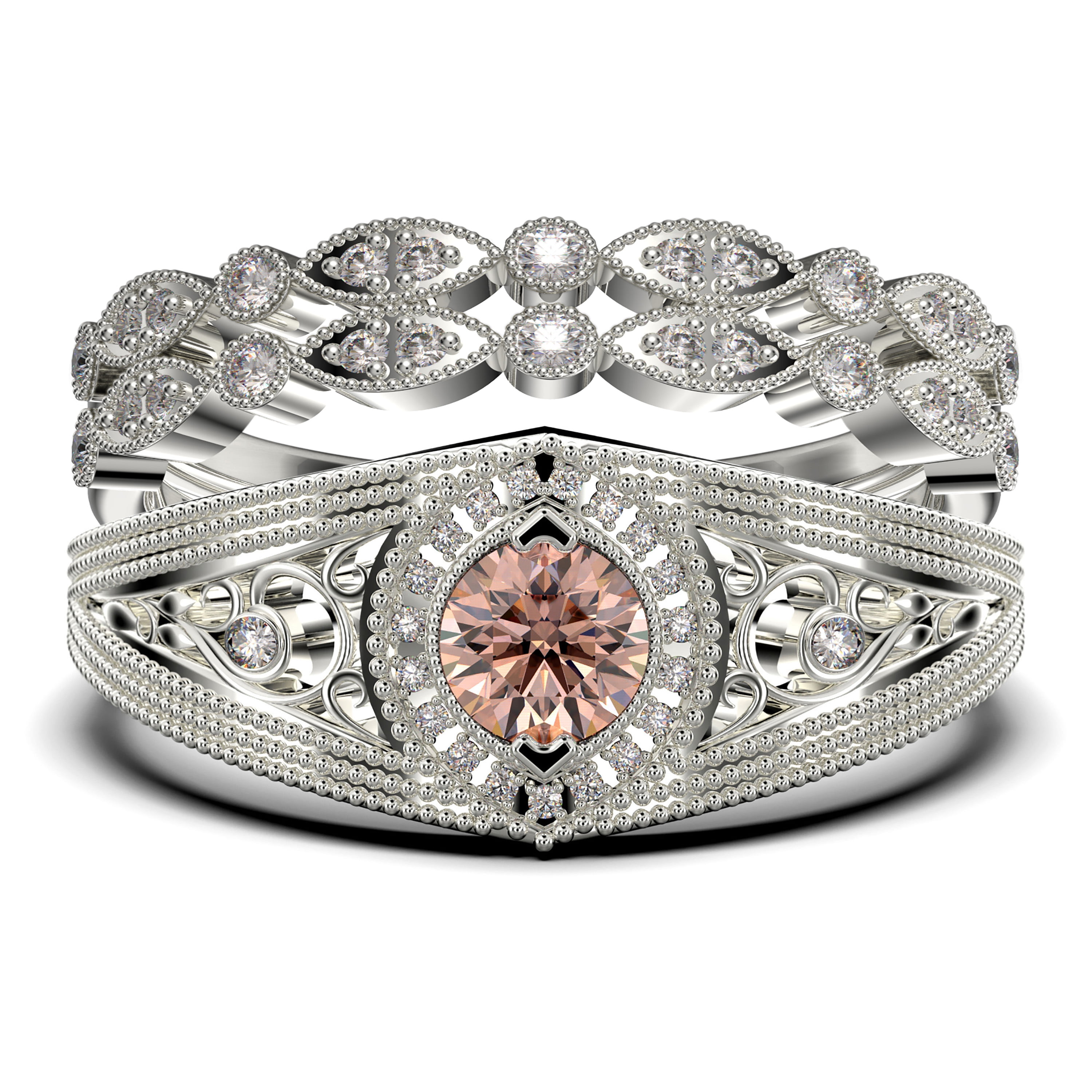 Decorative Ornament 2.25 Carat Round Cut Morganite And Diamond ...