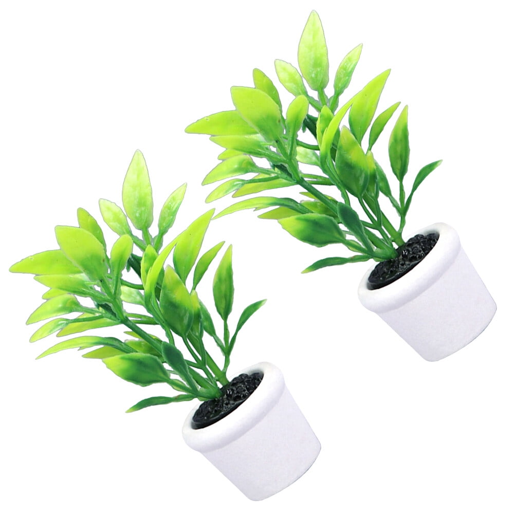 Decorative Ornaments Small Tree Dollhouse Potted Plant Baby 2 Pcs ...