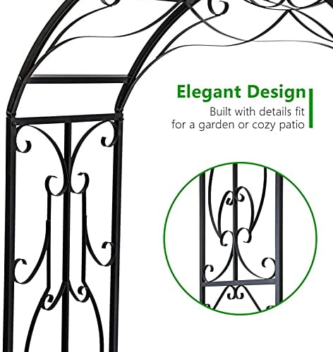 Decorative Outdoor Garden Arch Metal Wedding Arbor Black Lawn Backyard ...