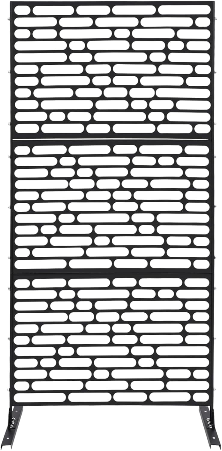 Decorative Outdoor Indoor Privacy Fence Panel, Black Metal Light Weight ...