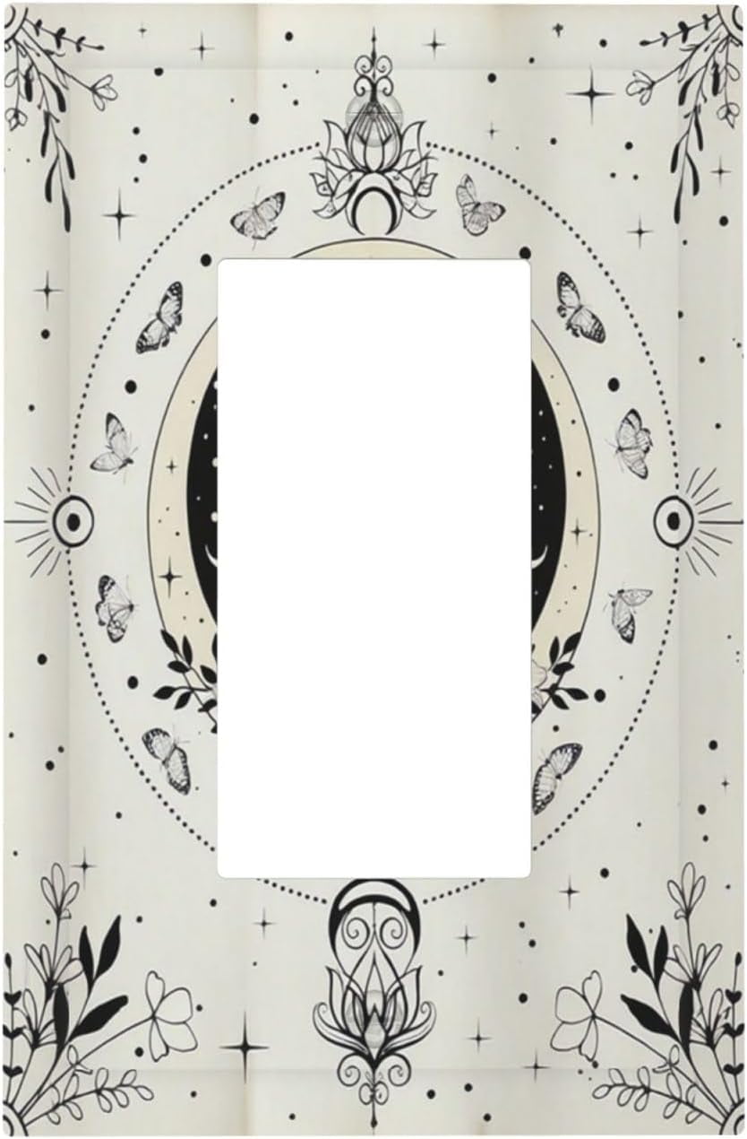 Decorative Outlet Covers Boho Black Cat Gothic Moon Phase Flower ...