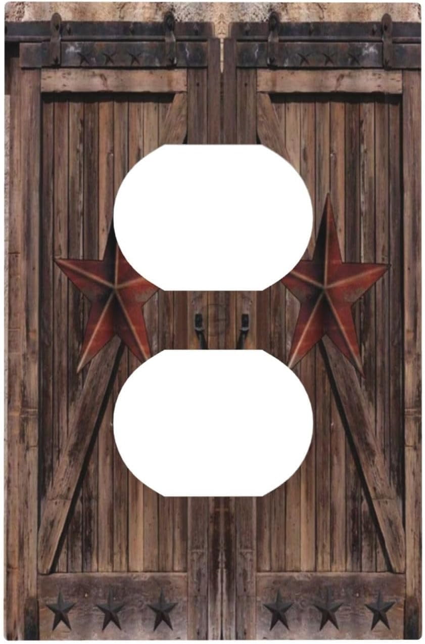 Decorative Outlet Covers Vintage Brown Wood Barn Door Rustic Western ...