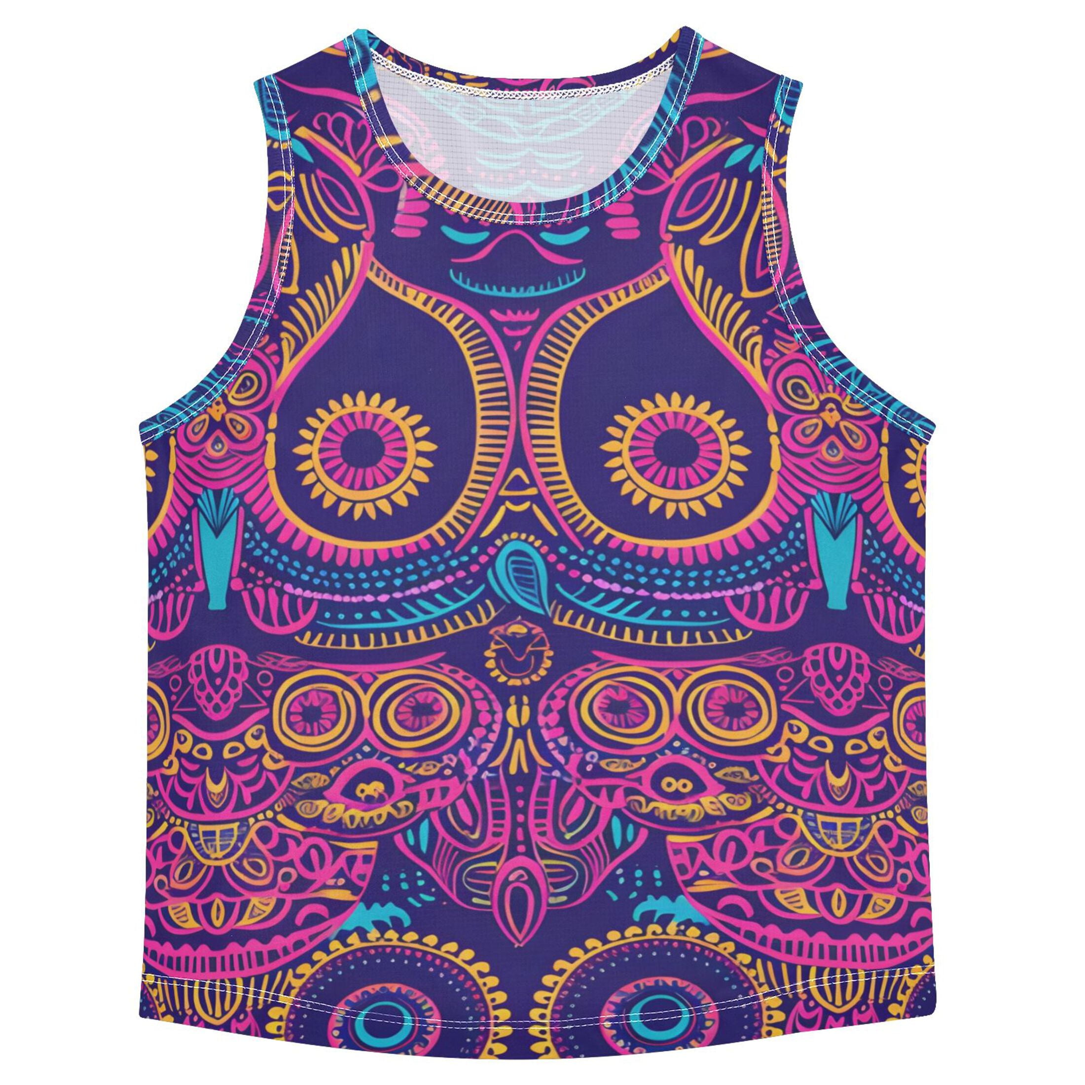 Decorative Owl Design Neon Colors Boys' Vest Undershirt Tank Top ...