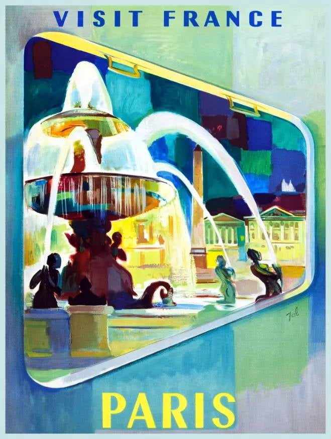 Decorative POSTER.Home room Interior art design.Paris.France.Retro ...