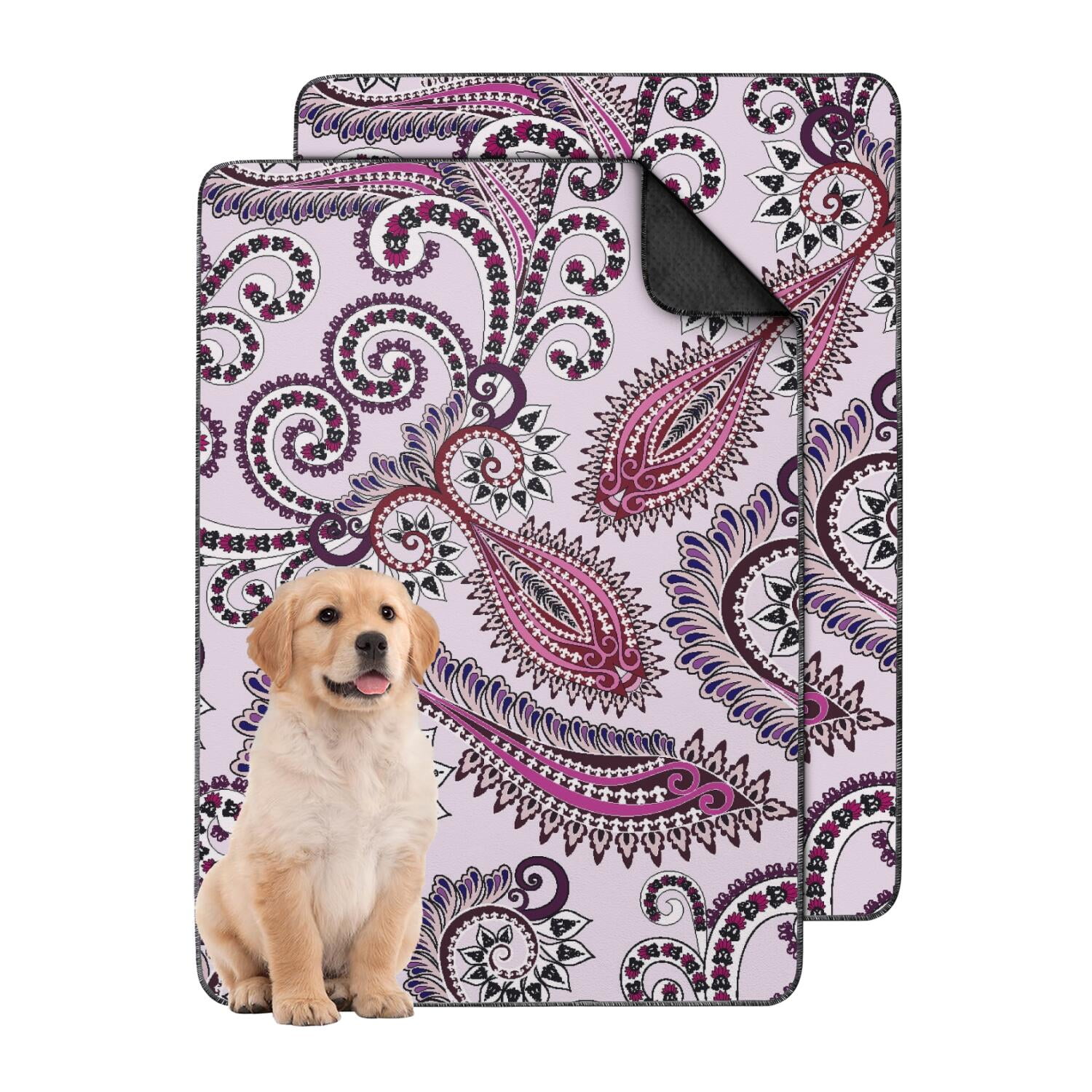 Decorative Paisley Dog Pee Pads Washable, 24" x35" Reusable Non-Slip ...