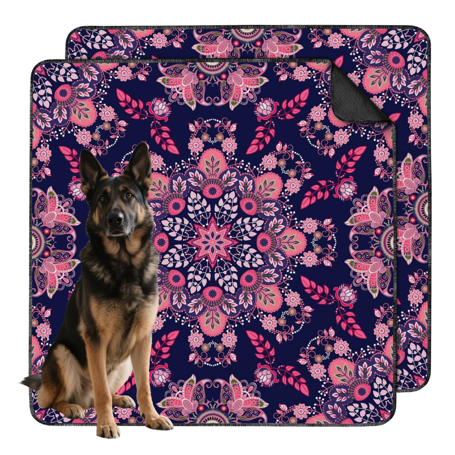Decorative Paisley Dog Pee Pads Washable, 48"x48" Reusable Non-Slip ...