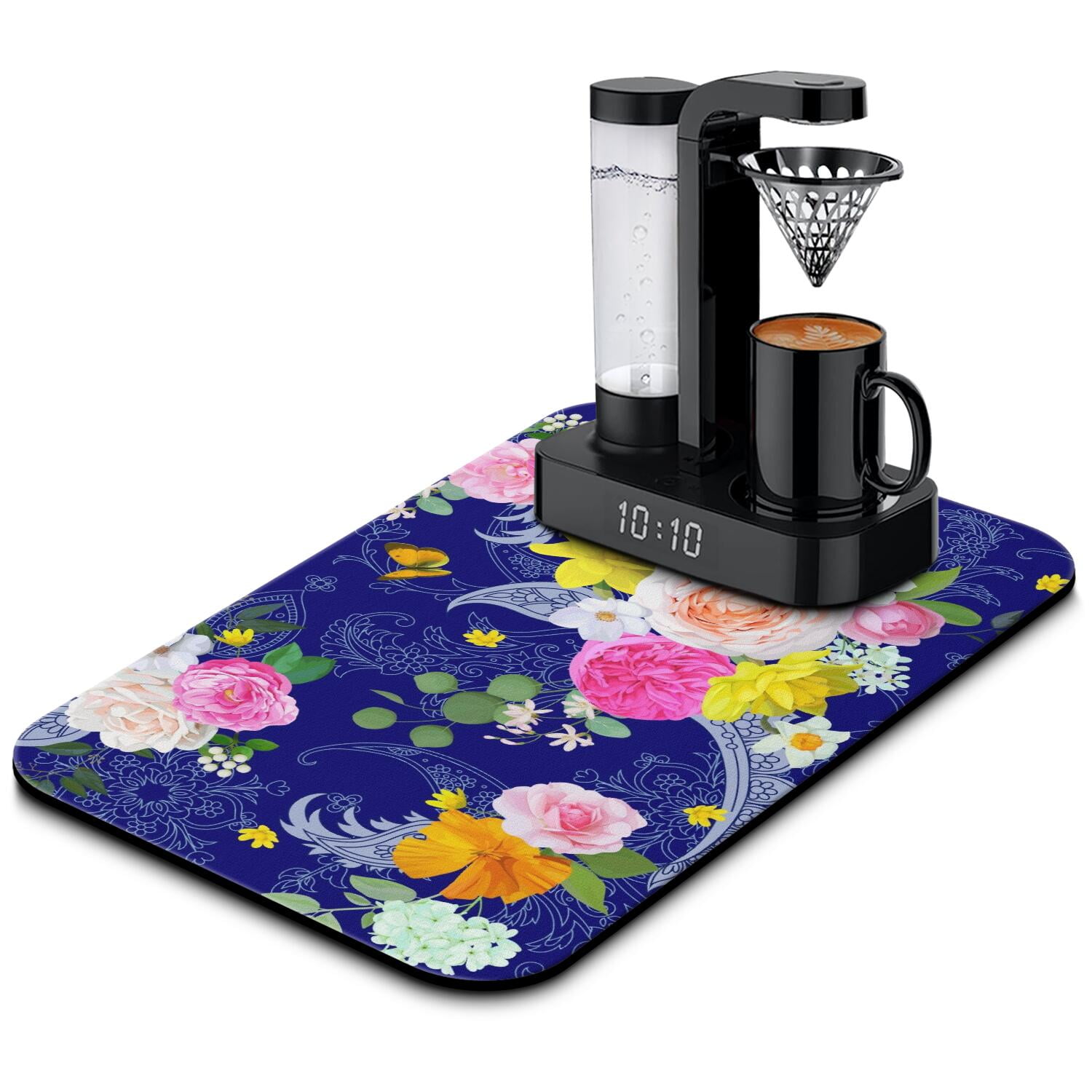 Decorative Paisley Print Coffee Maker Pad - Absorbent Non-Slip Mat for ...