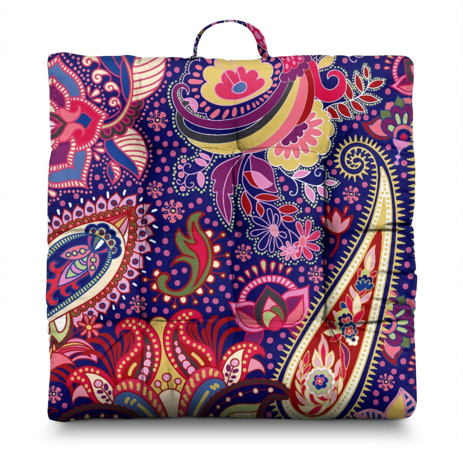 Decorative Paisley Print Meditation Cushion - Oversized Square Floor ...