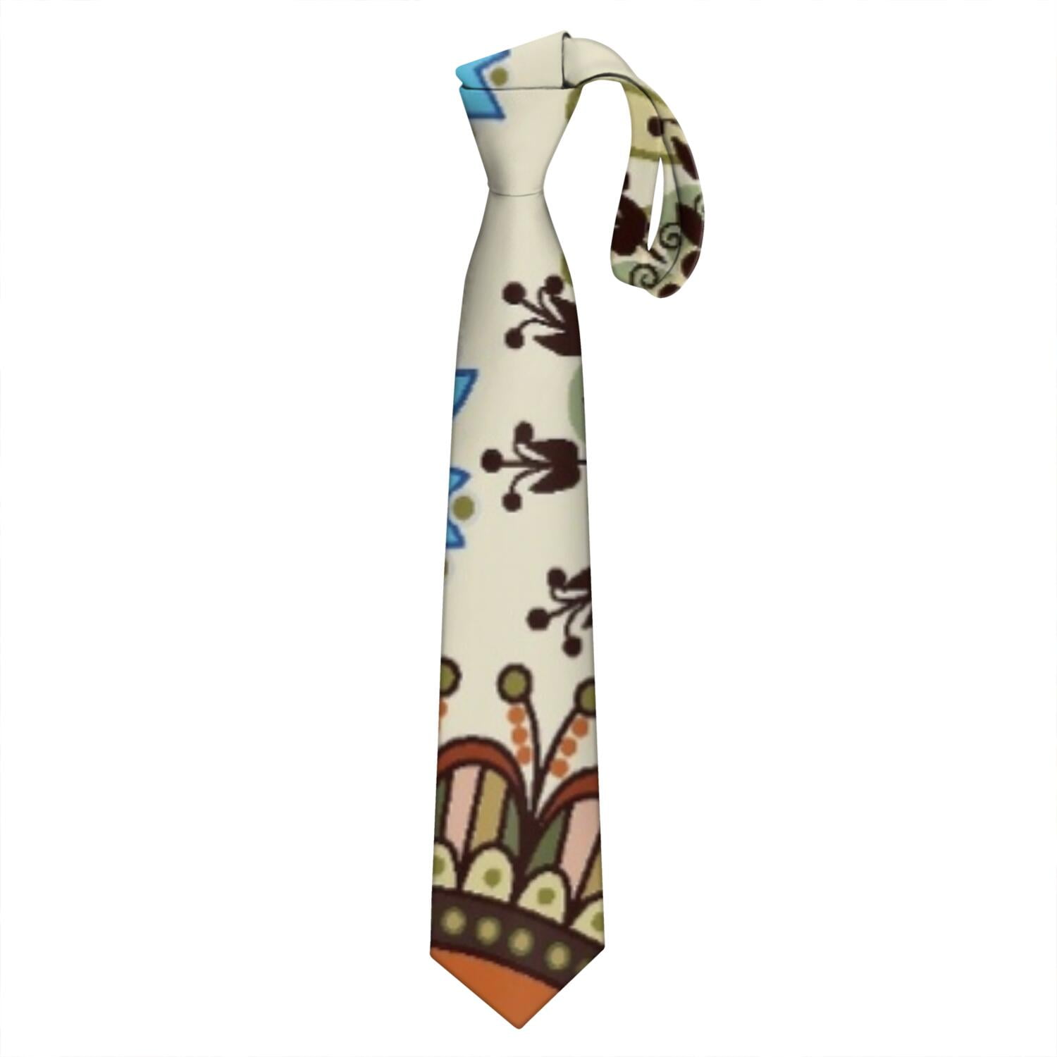 Decorative Paisley Print Tie - Abstract Geometric Satin Formal Tie for ...