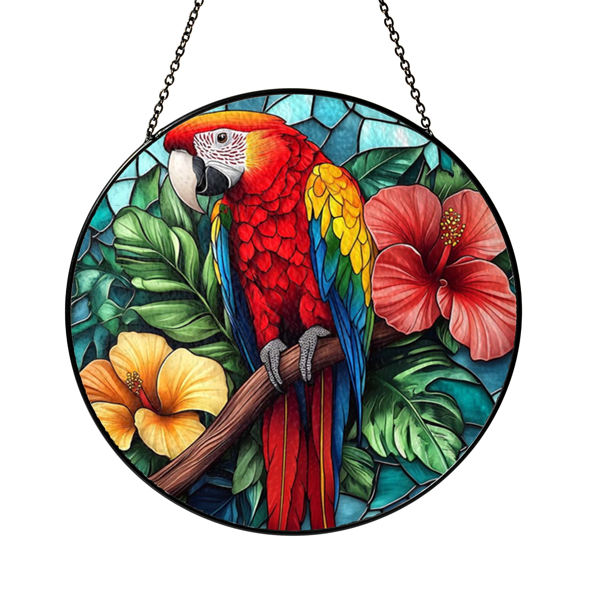 Decorative Parrot Stained Glass Suncatcher – Bright Tropical Bird ...