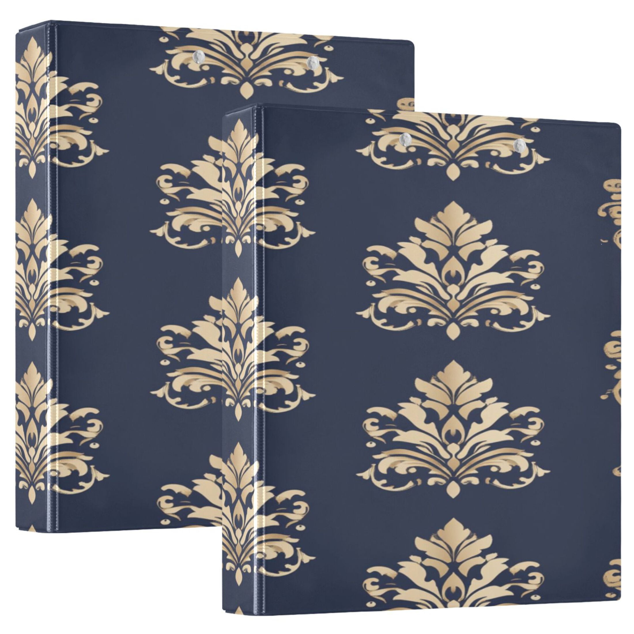 Decorative Pattern 12.4x10.6in PVC Round Ring Binders, 2-Pack, D-Ring 3 ...