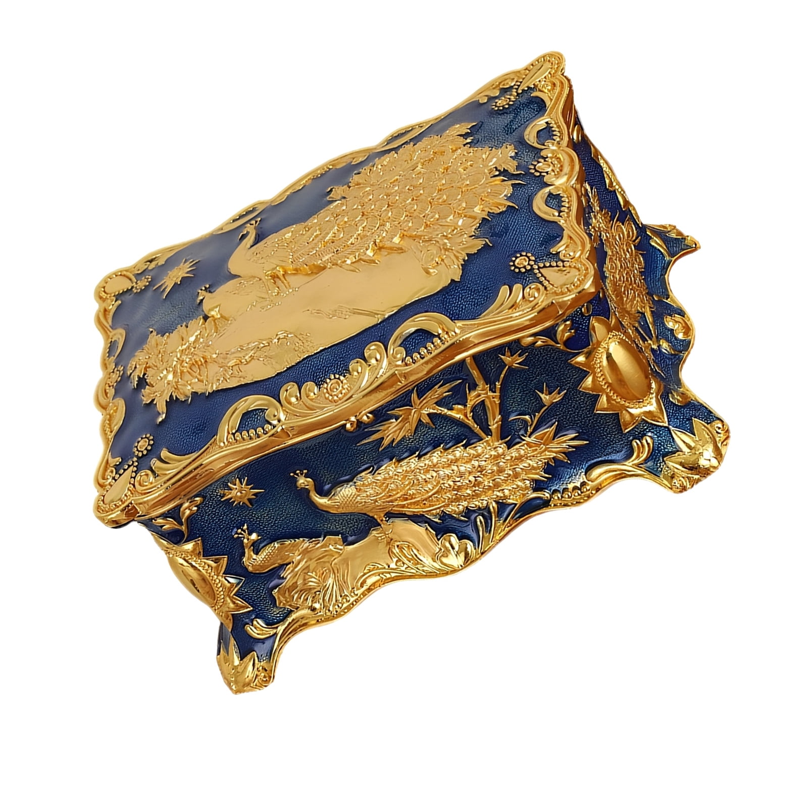 Decorative Peacocks Design Jewelry Box in Colorful Kirsite Materials ...