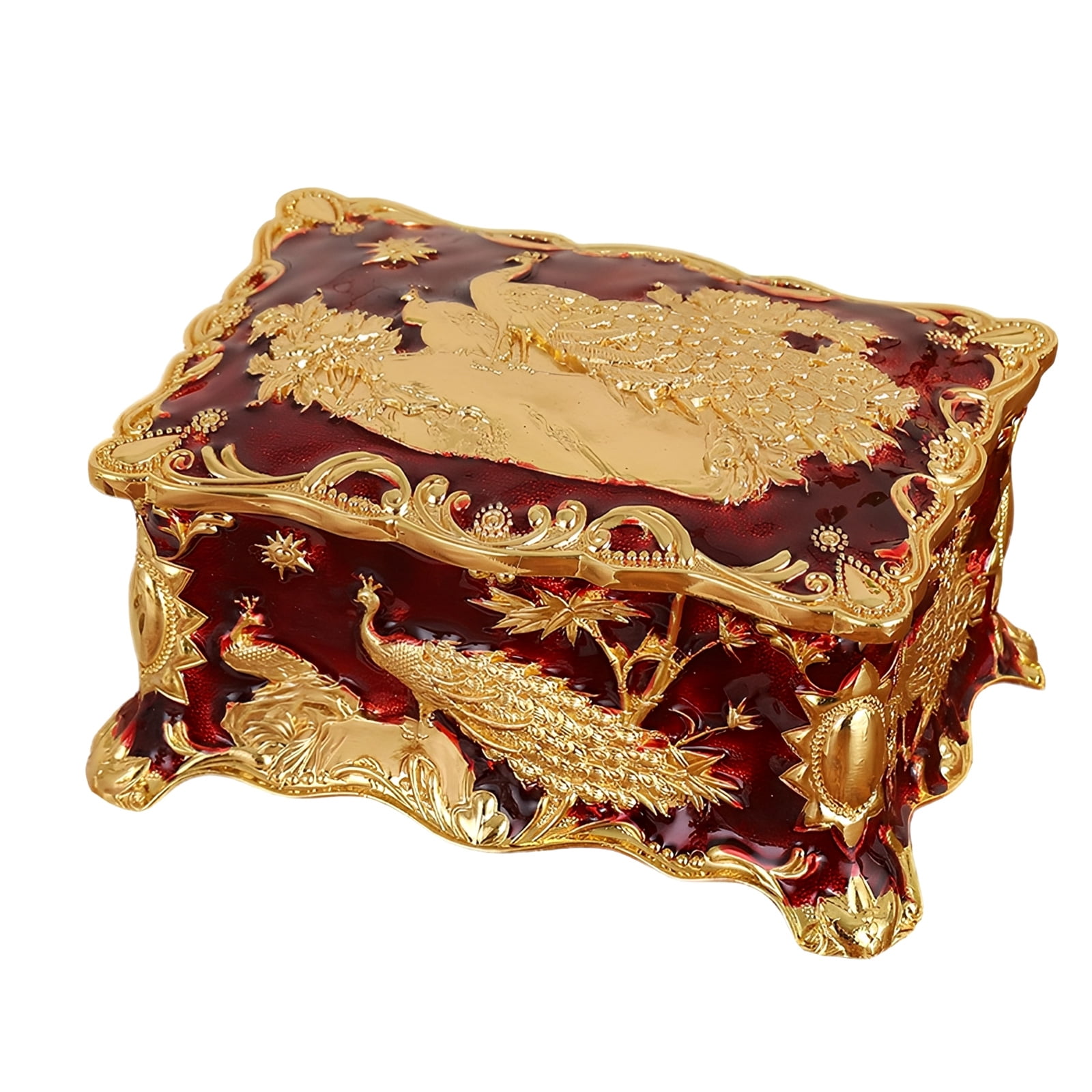 Decorative Peacocks Design Jewelry Box in Colorful Kirsite Materials ...