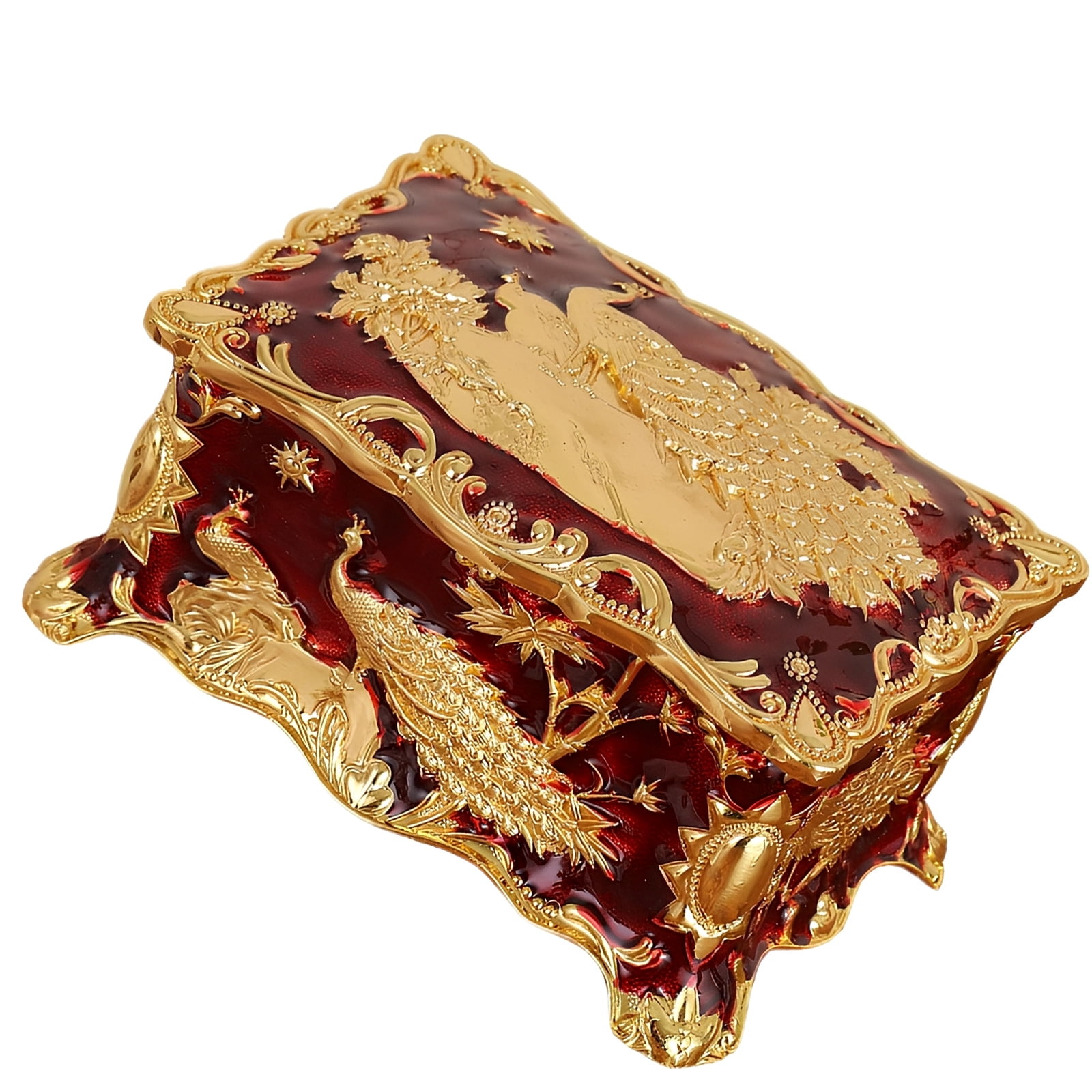 Decorative Peacocks Design Jewelry Box in Colorful Kirsite Materials ...