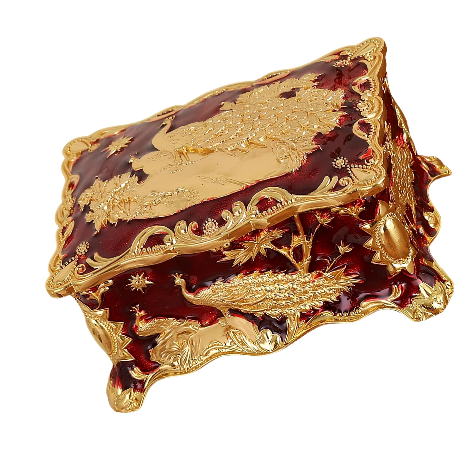 Decorative Peacocks Design Jewelry Box in Colorful Kirsite Materials ...