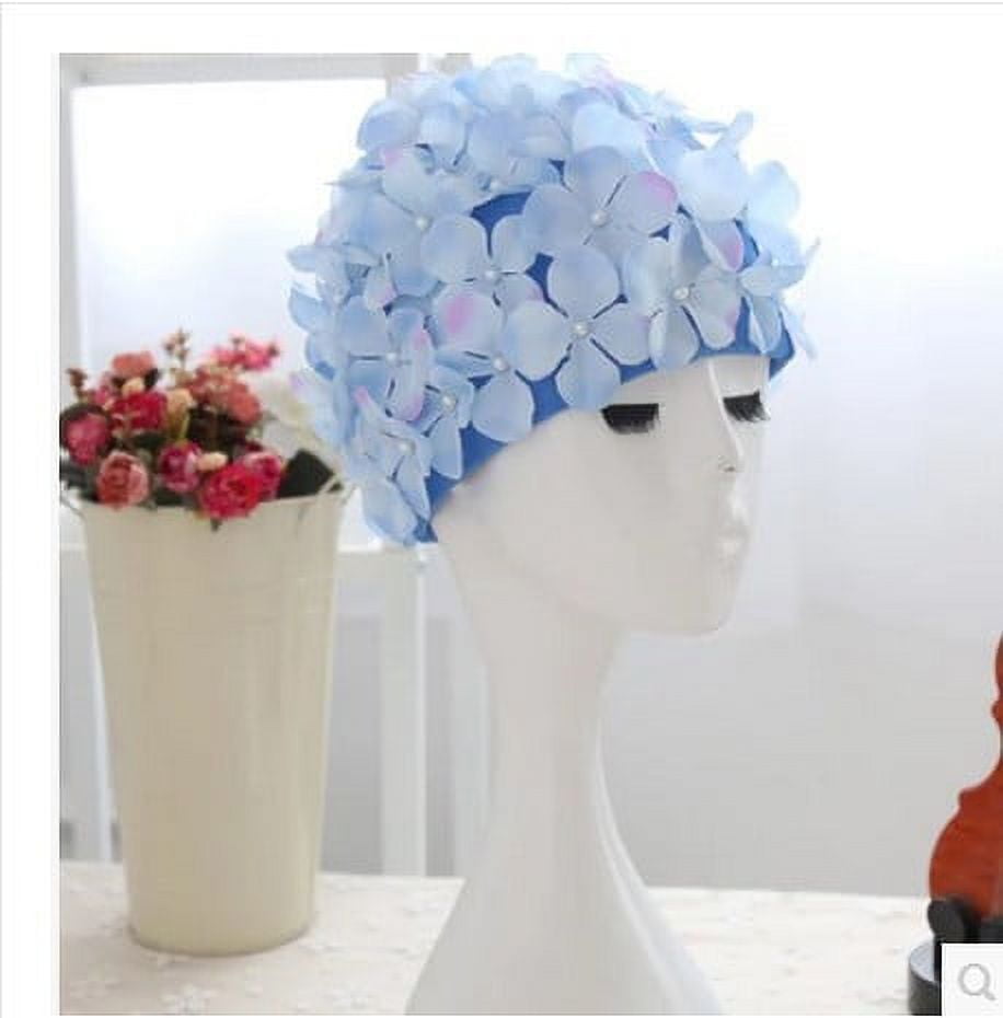 MERRYHAPY Summer Sky Blue Swim Hat for Swimming with Chinlon Material ...