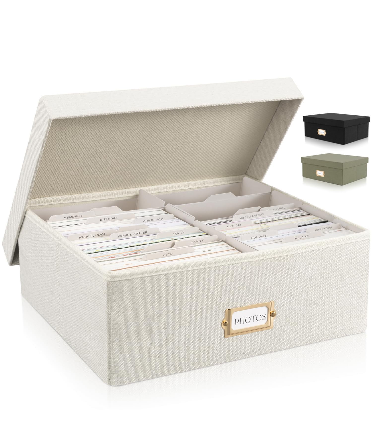 Decorative Photo Box, Photo Organizer with 30 Dividers and Labels ...