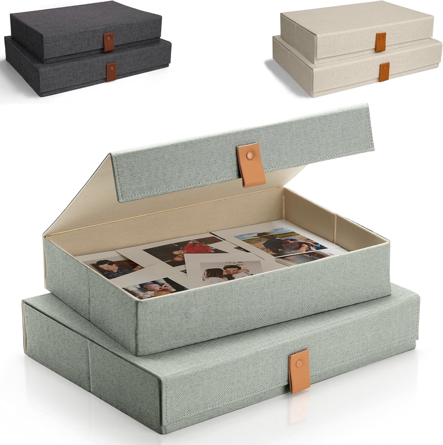 Decorative Photo Storage Boxes with Lids - Beautiful Linen Organizers ...